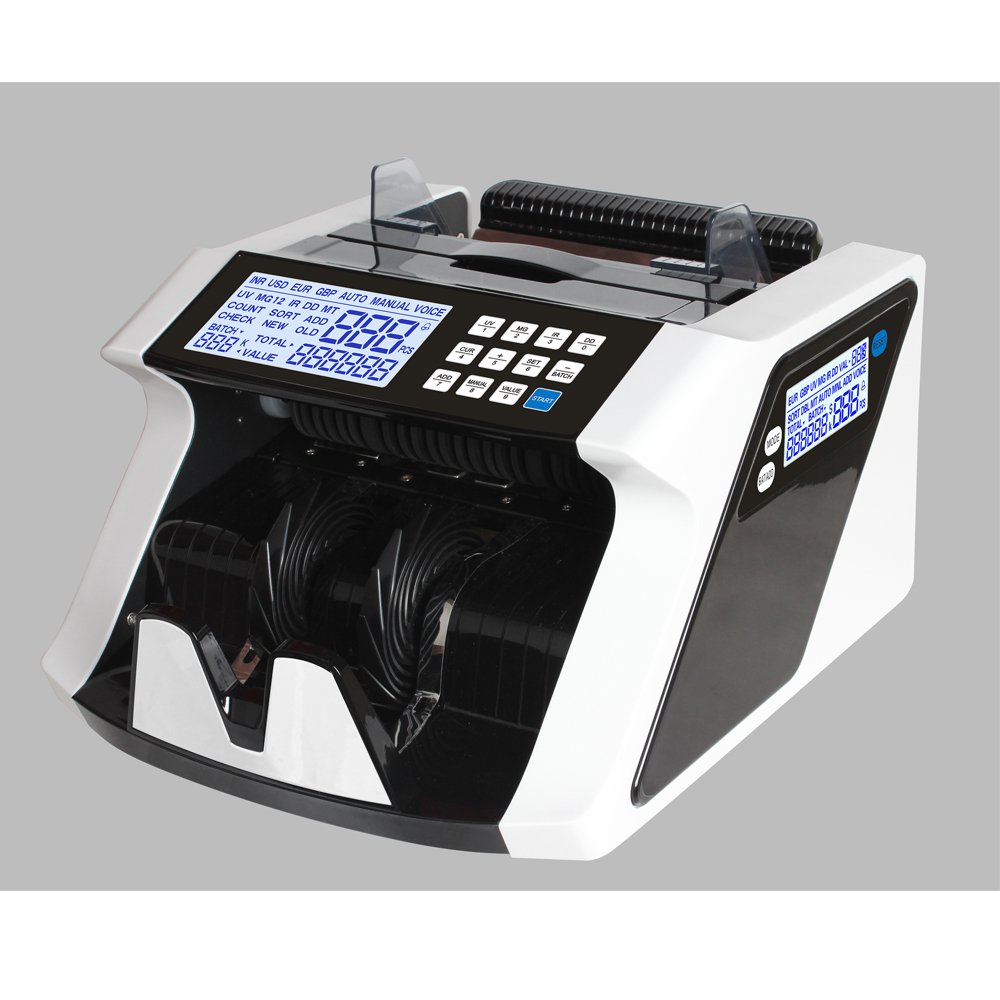 2 LCD Display Back Loading Bill Counter With UV MG IR Counterfeit 2 LCD Display Back Loading Bill Counter With UV MG IR Counterfeit
